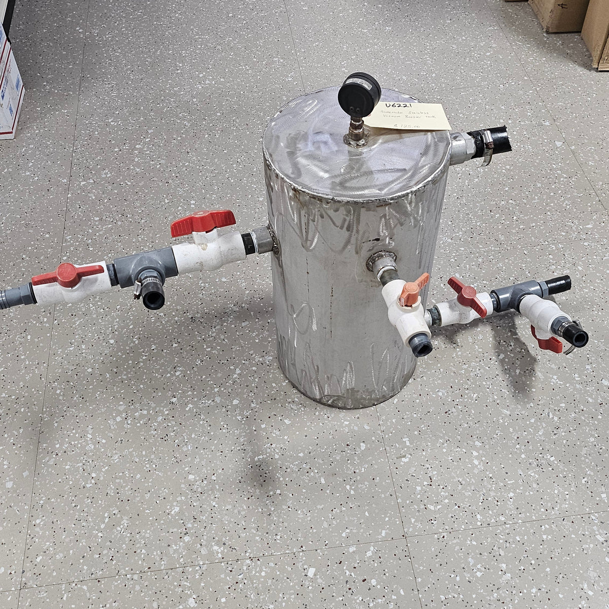 Homemade Stainless Vacuum Booster Tank — Bascom Maple Farms Inc